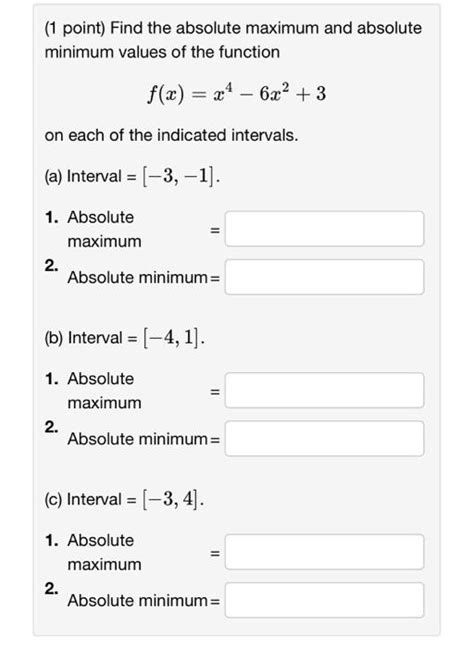 Solved 1 Point Find The Absolute Maximum And Absolute