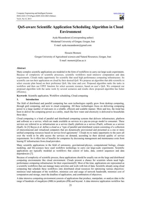 qo s aware scientific application scheduling algorithm in cloud
