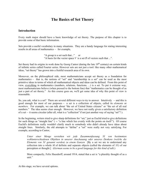 The Basics Of Set Theory Introduction