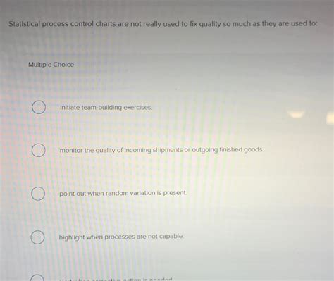 Solved Statistical Process Control Charts Are Not Really