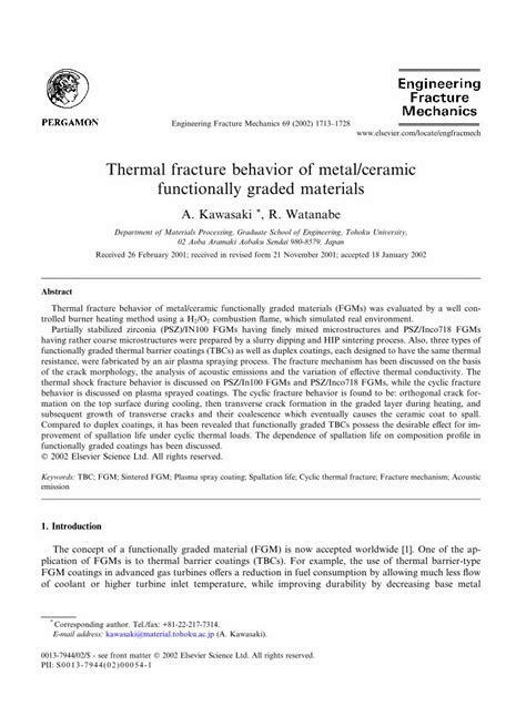 Pdf Thermal Fracture Behavior Of Metalceramic Functionally Graded
