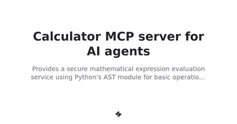 Calculator Mcp Server For Ai Agents