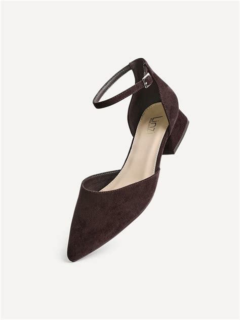 Dolly Wide Fit Brown Faux Suede Low Court Heels Linzi Shoes Borderfree