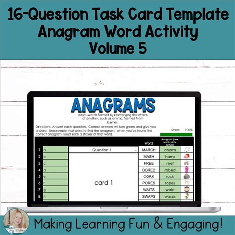 Editable Self Checking Self Grading Anagram Template Digital Task
