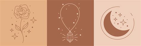 아이콘 세트 보헤미안 세련된 스타일의 로고 격리된 요소입니다 라인 윤곽 개념에 대한 스톡 벡터 아트 및 기타 이미지 개념