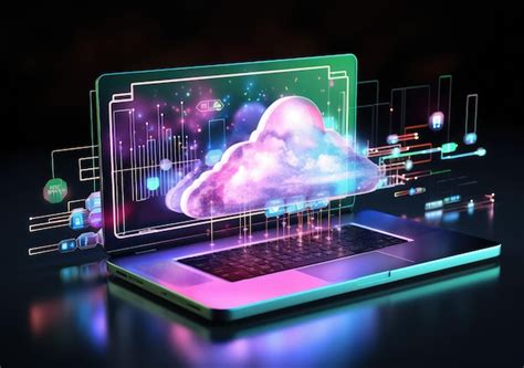 Premium Photo Neon Light Showing Cloud Computing On Tablet Computer