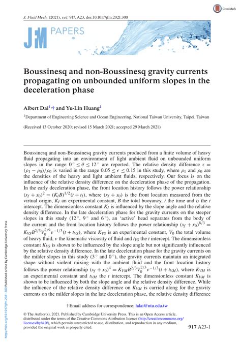 Pdf Boussinesq And Non Boussinesq Gravity Currents Propagating On