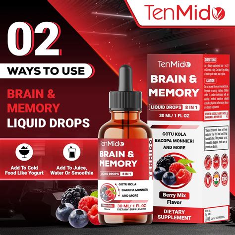8in1 Brain Health Support Liquid With Gotu Kola Bacopa Skullcap