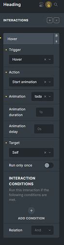 no bug interaction feature issue with tada animation on hover in