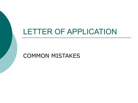 Letter Of Application Errors Ppt