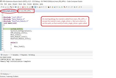 CCS EK TM C GXL Main PDI APP C Being Referred Instead Main Single Driver C Code Composer