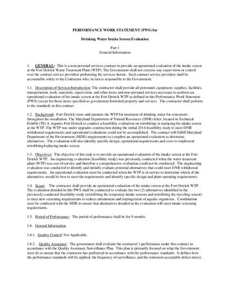 Fillable Online 37 602 Performance Work Statement Fax Email Print Pdffiller