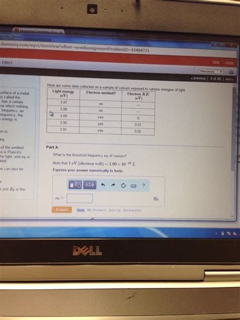 Here Are Some Data Collected On A Sample Of Cesium