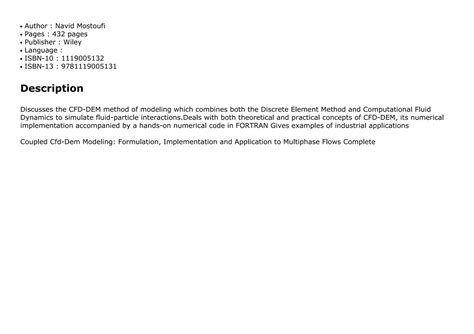 Coupled Cfd Dem Modeling Formulation Implementation And Application