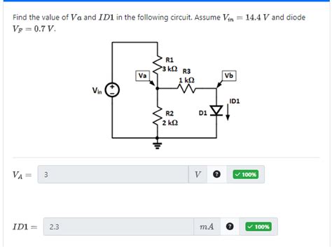 Solved Find The Value Of Va ﻿and Id1 ﻿in The Following