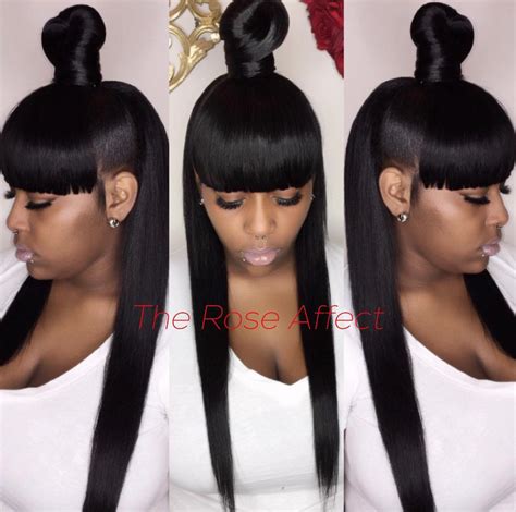 Weave Ponytail With Bang Hairstyles Hairstyle Guides