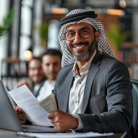 A Man Sits In Front Of A Laptop With A Man Reading A Book Premium Ai Generated Image