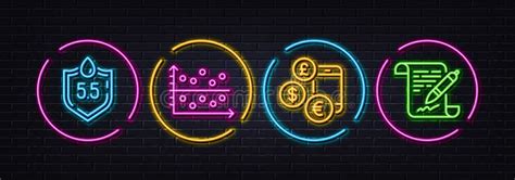 Ph Neutral Dot Plot And Currency Rate Minimal Line Icons For Web