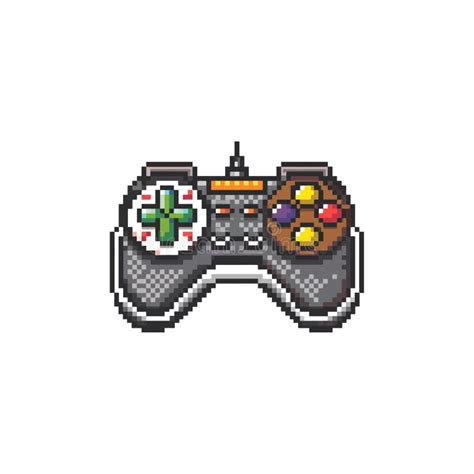 Pixel Art Video Game Controller Illustration Vector Icon Design Stock