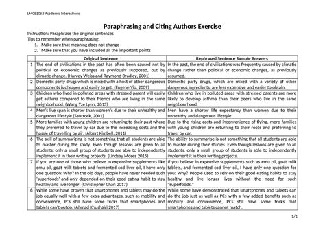 Sv E Paraphrasing Citing Authors Copy Lmce1062 Academic