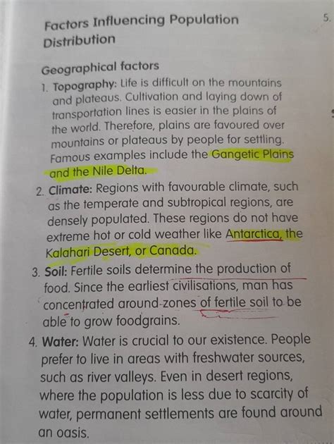 Factors Influencing Population Distribution Geographical Factors Filo