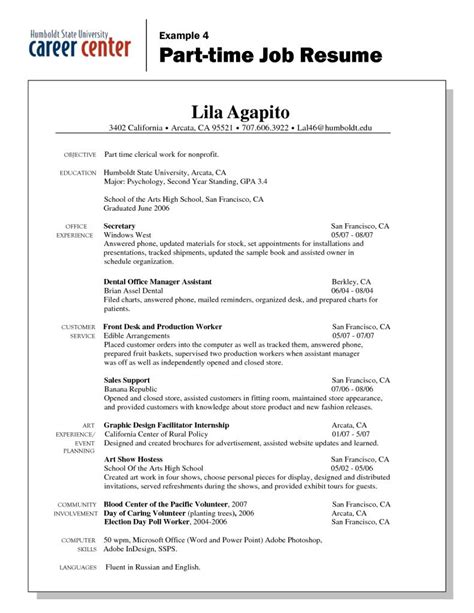 Cv Examples For Part Time Jobs Liffe Curriculum Vitae