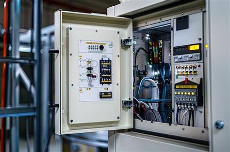 Premium Photo Open Electric Control Panel For Automatic Circuit System In Industrial Factory