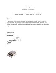 Prelab Experiment 5 Docx Prelab Report Chem 1407 Experiment 5 Julianna Bradshaw February 16