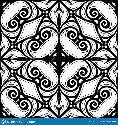Monochrome Seamless Pattern With Mosaic Motif Stock Vector