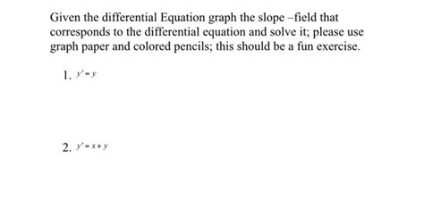 Solved Given The Differential Equation Graph The Slope Chegg Com