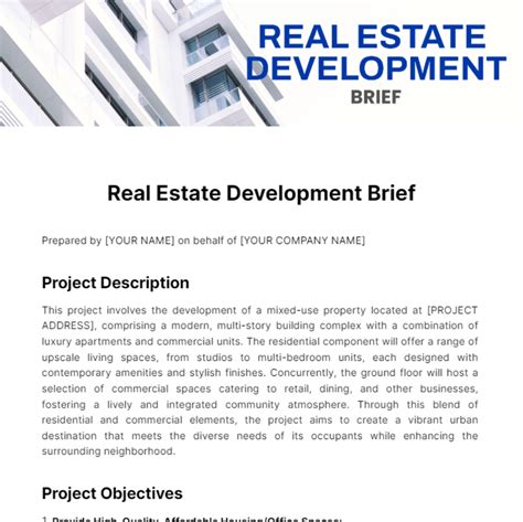 Free Real Estate Development Brief Template To Edit Online