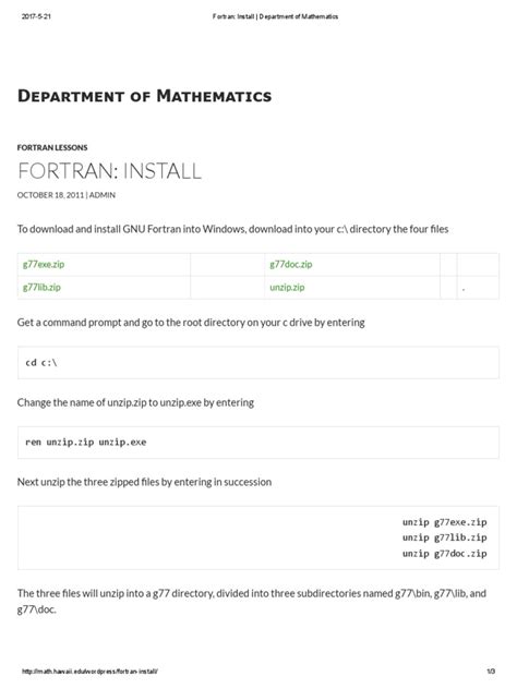 Fortran Install Department Of Mathematics Pdf Zip File Format