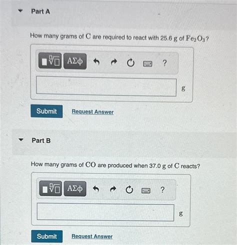 Solved How Many Grams Of C Are Required To React With G Chegg