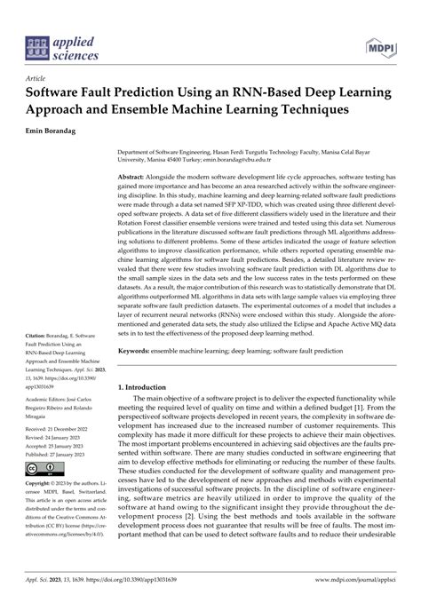 PDF Software Fault Prediction Using An RNN Based Deep Learning