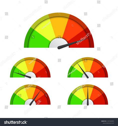 Set Simple Tachometers Indicators Red Yellow Stock Illustration 1357440395 Shutterstock