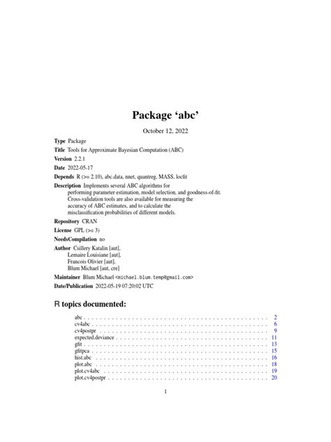 Package Abc R Topics Documented Pdf Artificial Neural Network Statistics