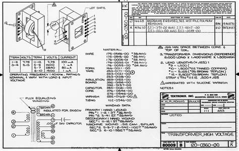 Tektronix 453 High Voltage Transformer Page 1