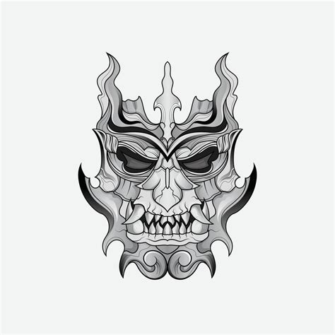 Japanese Kabuki Mask Tattoo Shinigami Mask Illustration Tattoos Black