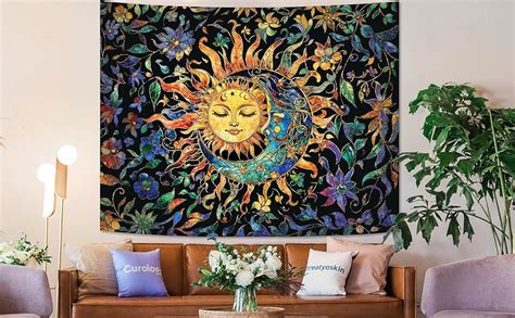 Aipon Sun And Moon Tapestry For Bedroom Boho Hippie Floral