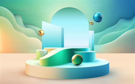 제품 프리젠테이션을 위한 기하학적 도형이 있는 사실적인 3d 원형 연단 파스텔에 대한 스톡 벡터 아트 및 기타 이미지 파스텔 벽 3차원 형태 Istock