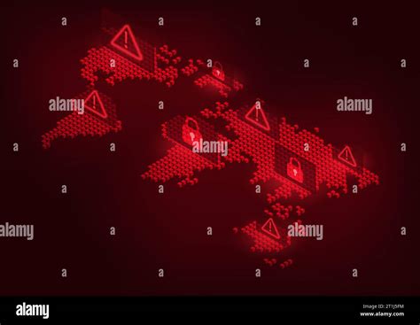 World Map Technology A World Map With An Alert Symbol And A Lock Indicating A Possible Theft Of