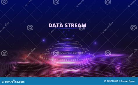 Data Stream Background Binary Code Circle Flow Abstract Music Wave Science Tech Coding