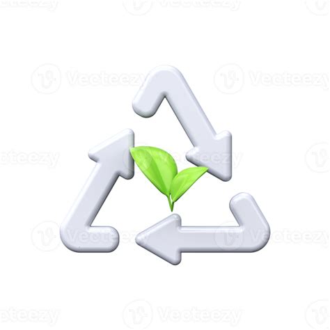 3d Green Triangular Eco Recycling Icons With Leaf 44026194 Png