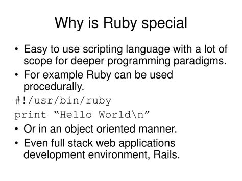 Ppt The Ruby Programming Language Powerpoint Presentation Free