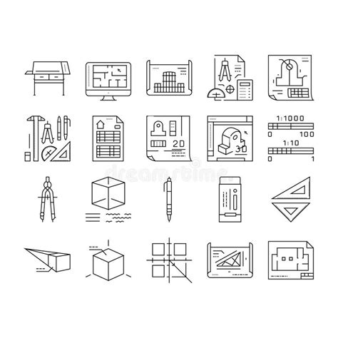 Engineer Construction Architect Icons Set Vector Stock Vector Illustration Of Architecture