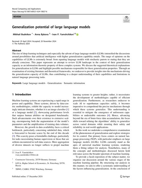 Pdf Generalization Potential Of Large Language Models