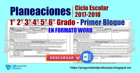 Planeaciones Del Primer Grado Al Sexto Grado De Primaria Primer