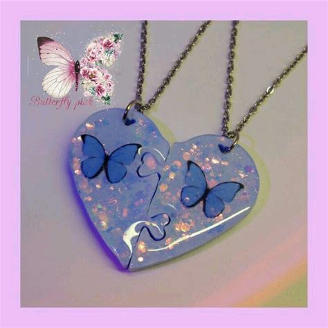 خرید و قیمت گردنبند ست دوستی فانتزی طرح پروانه آبی،ست دونفره،کاپل،ست