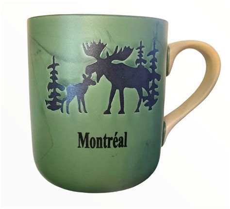 Vintage Montreal Souvenir Coffee Mugs Moose And Maple Leaf Cups Canada