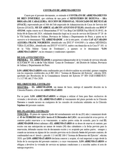 01 Contrato De Arendamiento Pdf Ley Común Derecho Privado